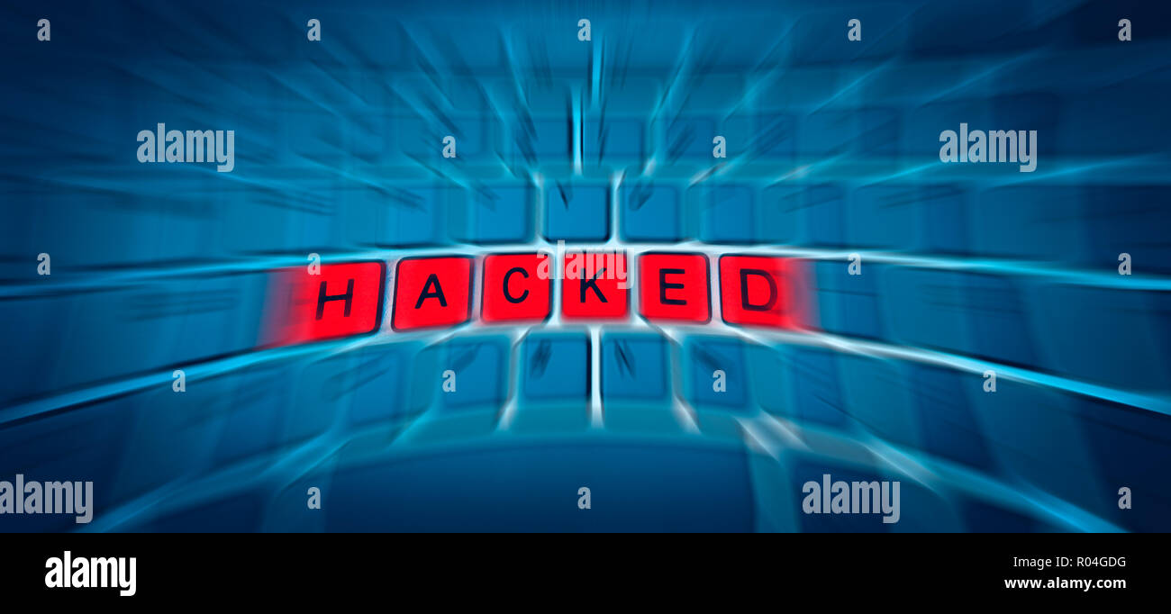 Red HACKED Key Keyboard Background Stock Photo - Alamy