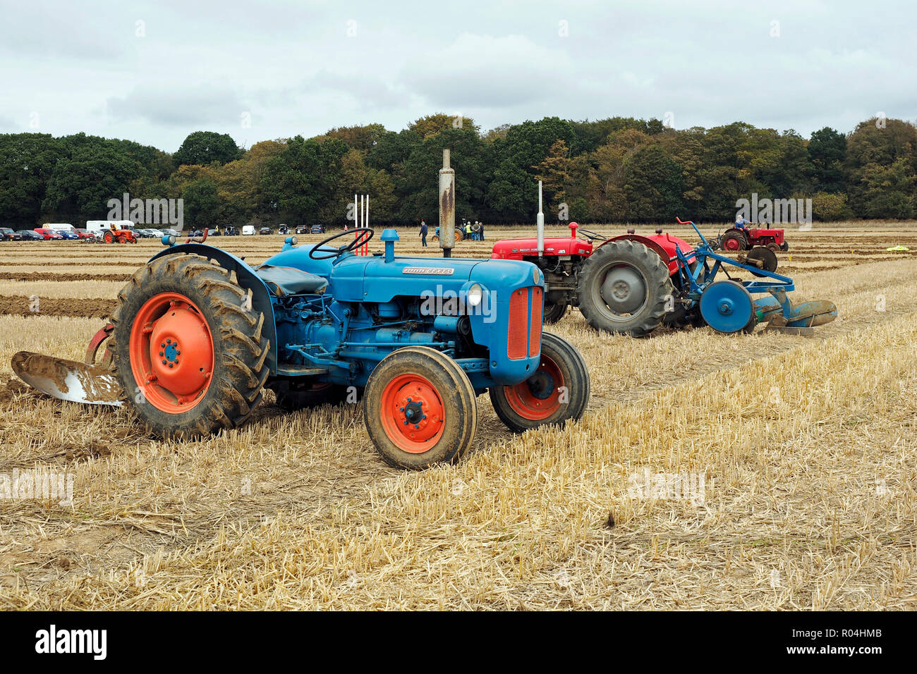 Classic tractors at a ploughing match during the 2018 Skeyton Trosh ...