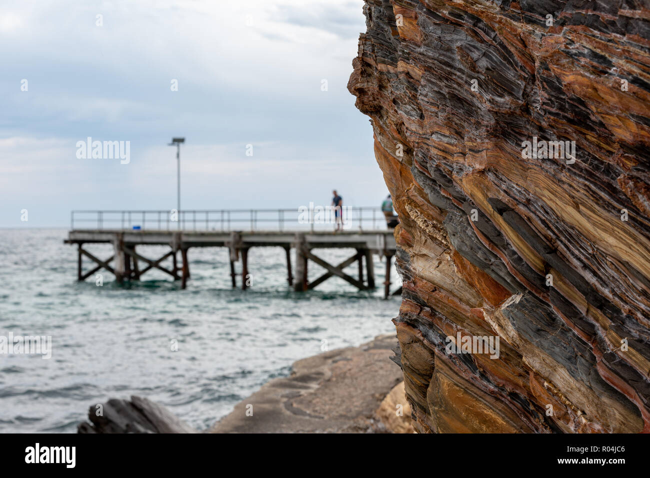 The iconic Second Valley cliff with the a selective blur of the jetty ...