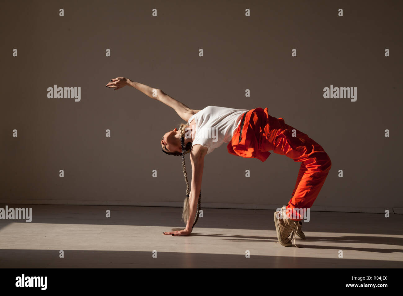 girl listens to music and dances to the music Stock Photo - Alamy