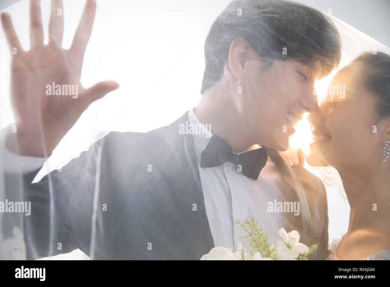 Romance of the bride and groom Stock Photo - Alamy