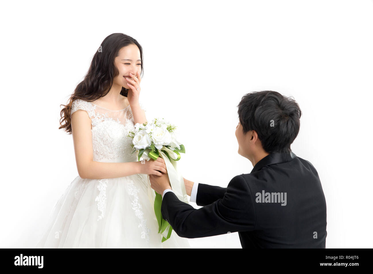 Romance of the bride and groom Stock Photo - Alamy