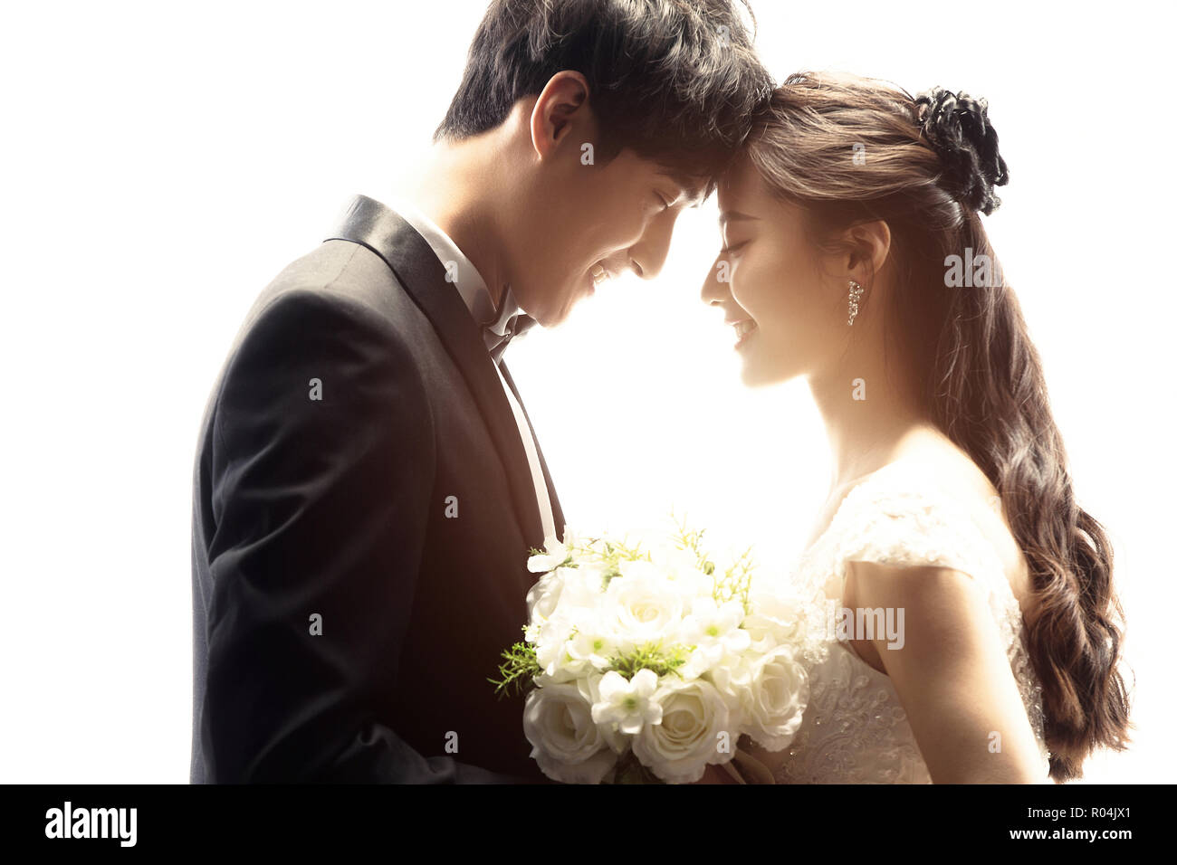 Romance of the bride and groom Stock Photo - Alamy