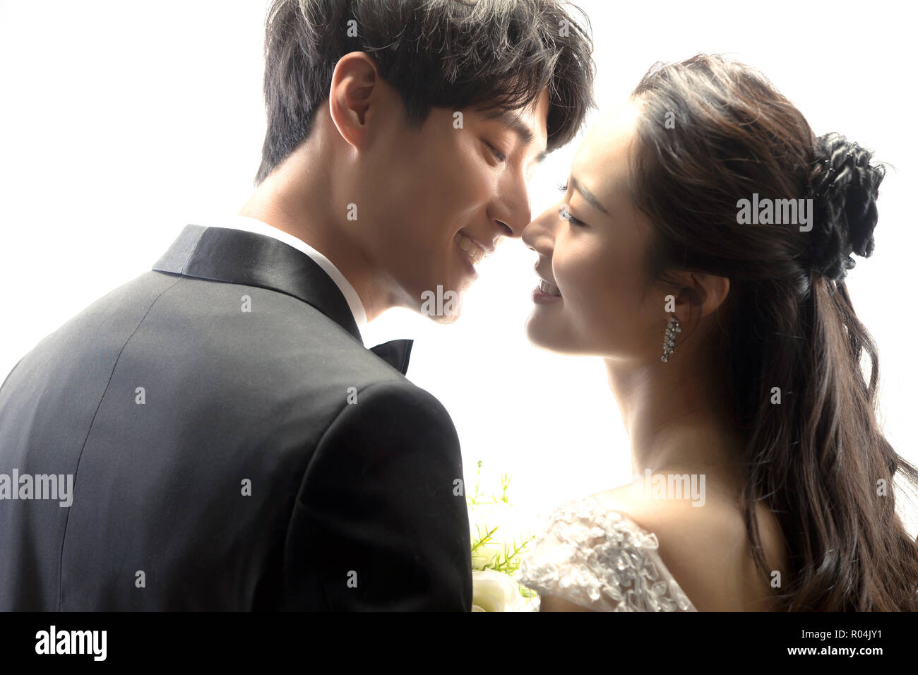 Romance of the bride and groom Stock Photo - Alamy