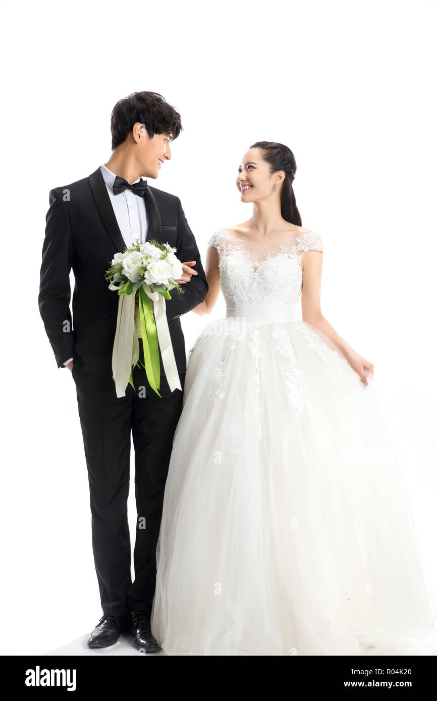 Romance of the bride and groom Stock Photo - Alamy