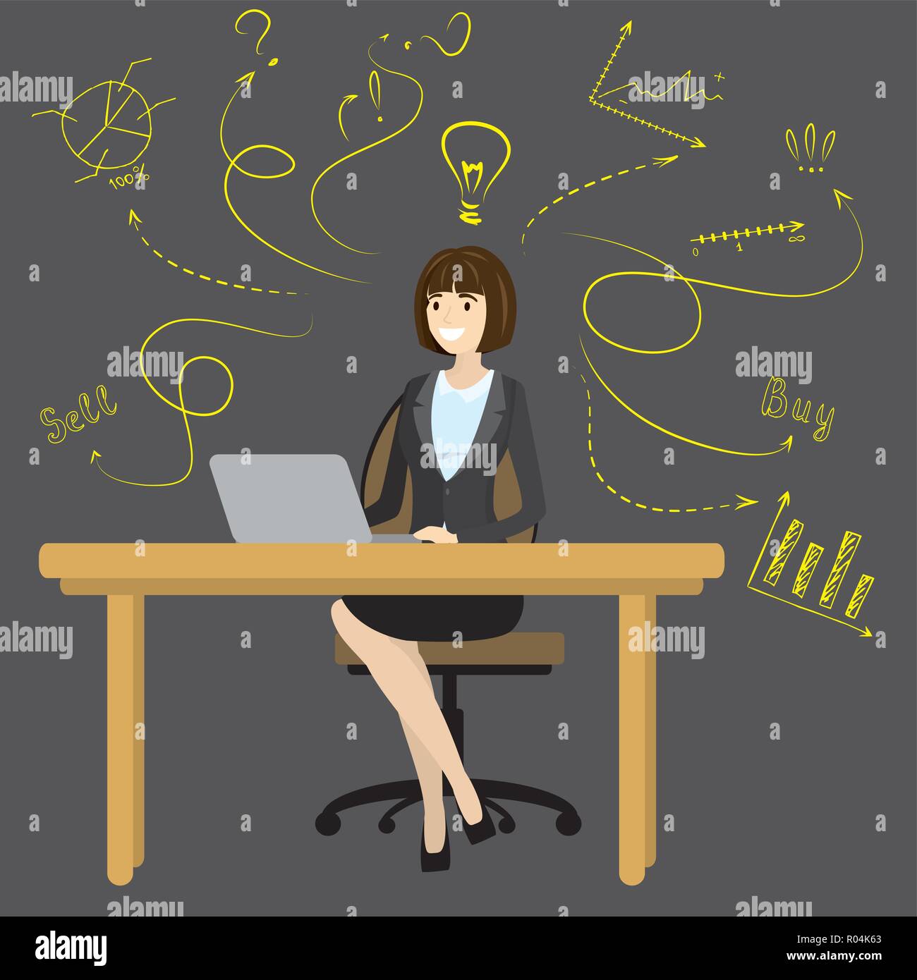 Business woman or office worker sitting at the computer,finance idea ...