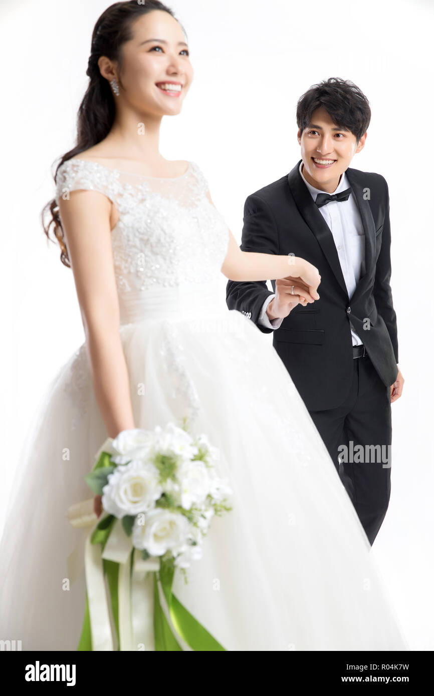 Romance of the bride and groom Stock Photo - Alamy