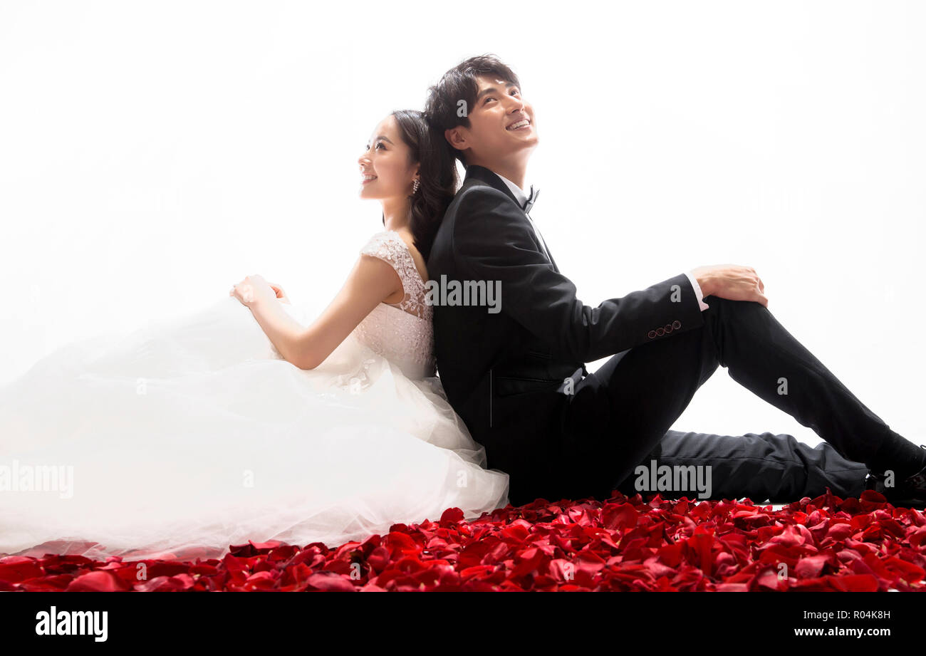 Romance of the bride and groom Stock Photo - Alamy