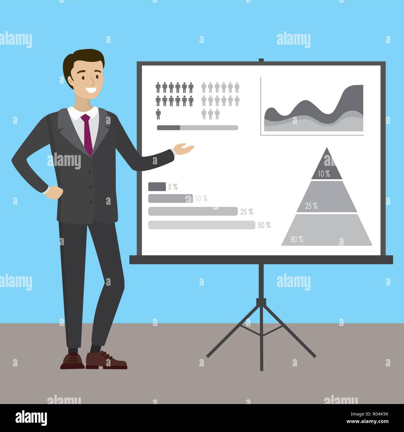 Businessman presenting, cartoon stock vector illustration Stock Vector ...