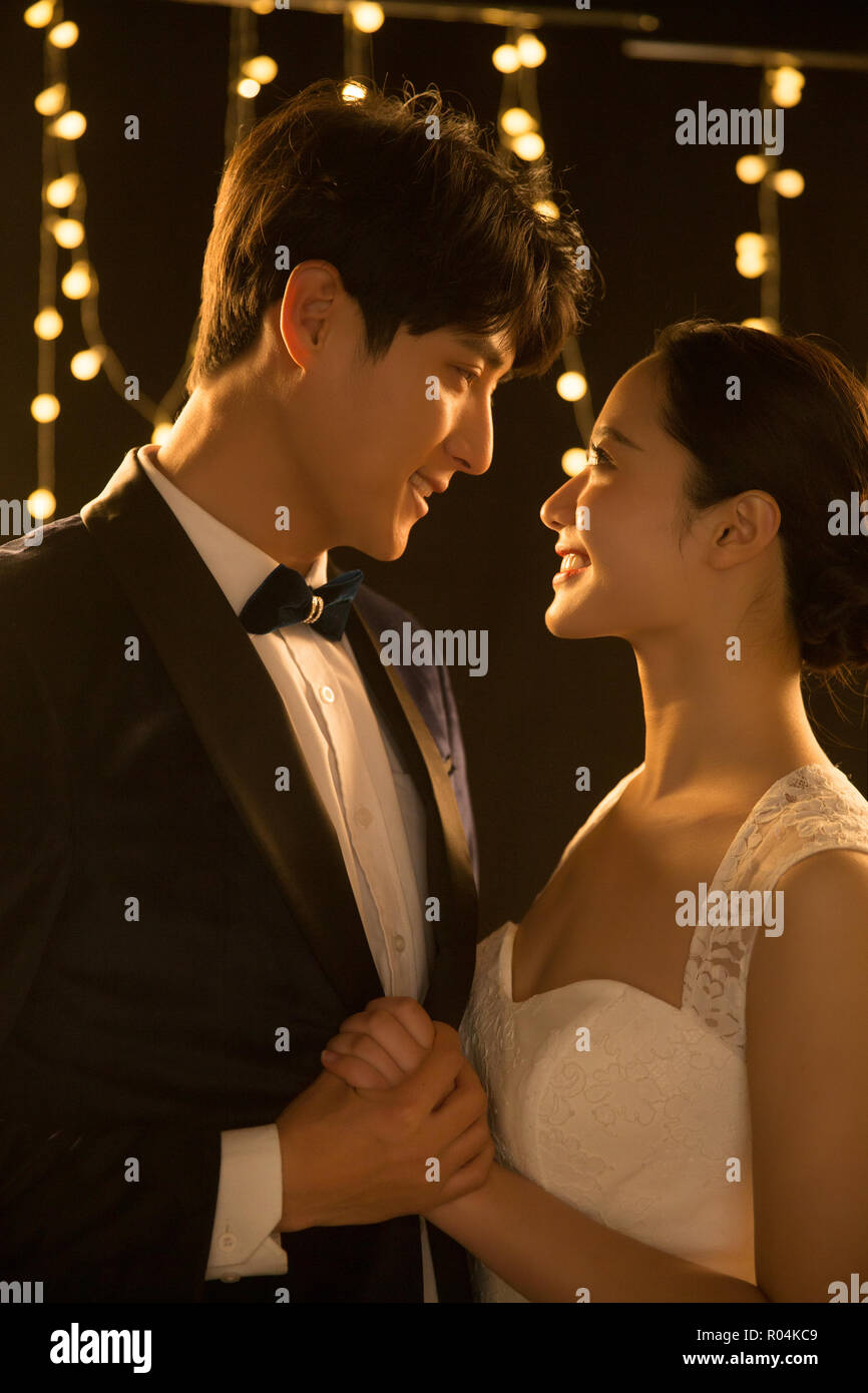 Romance of the bride and groom Stock Photo - Alamy