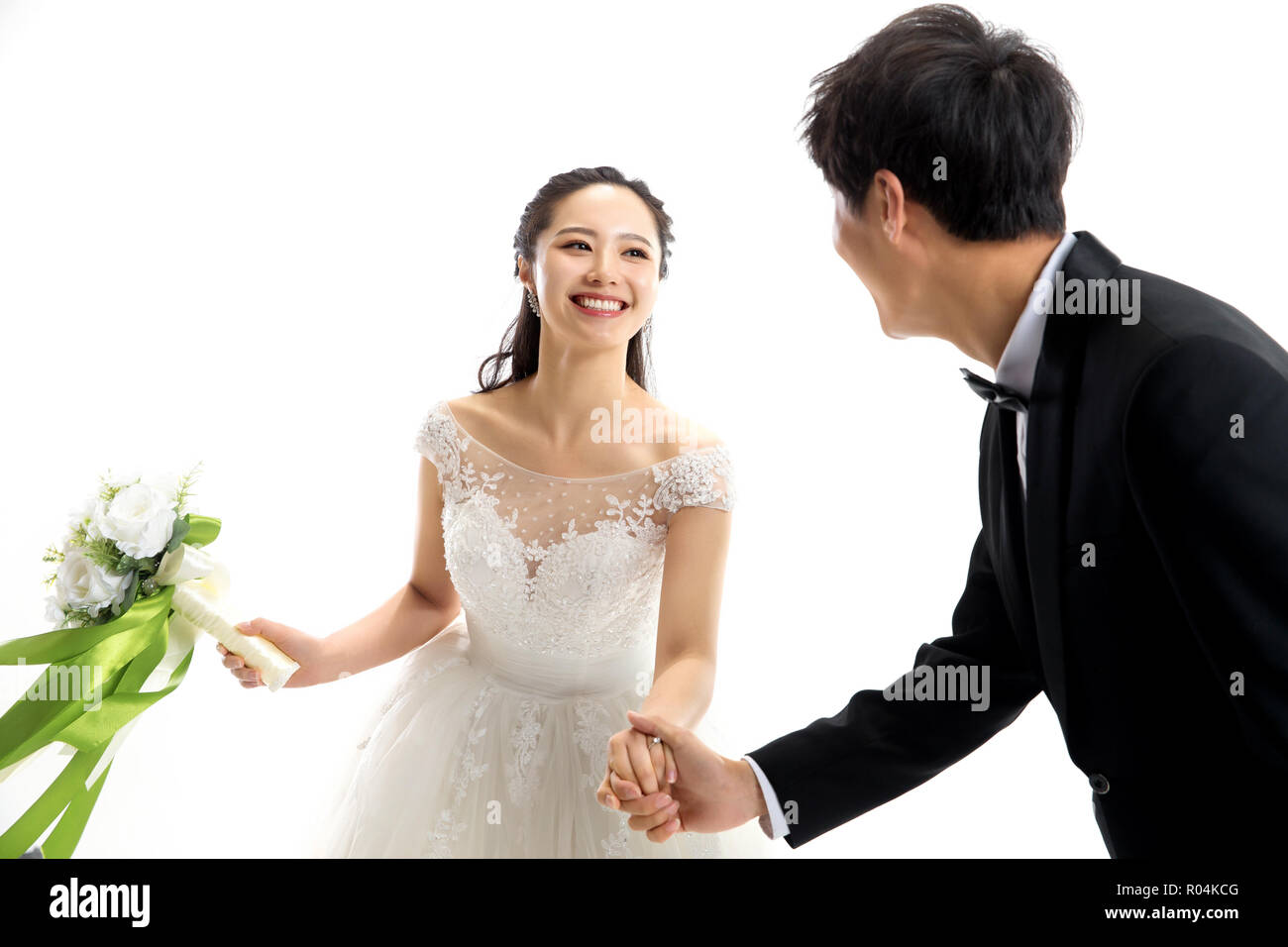 Romance of the bride and groom Stock Photo - Alamy