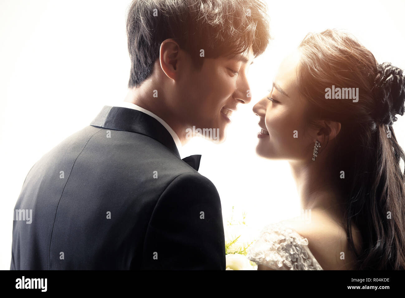 Romance of the bride and groom Stock Photo - Alamy