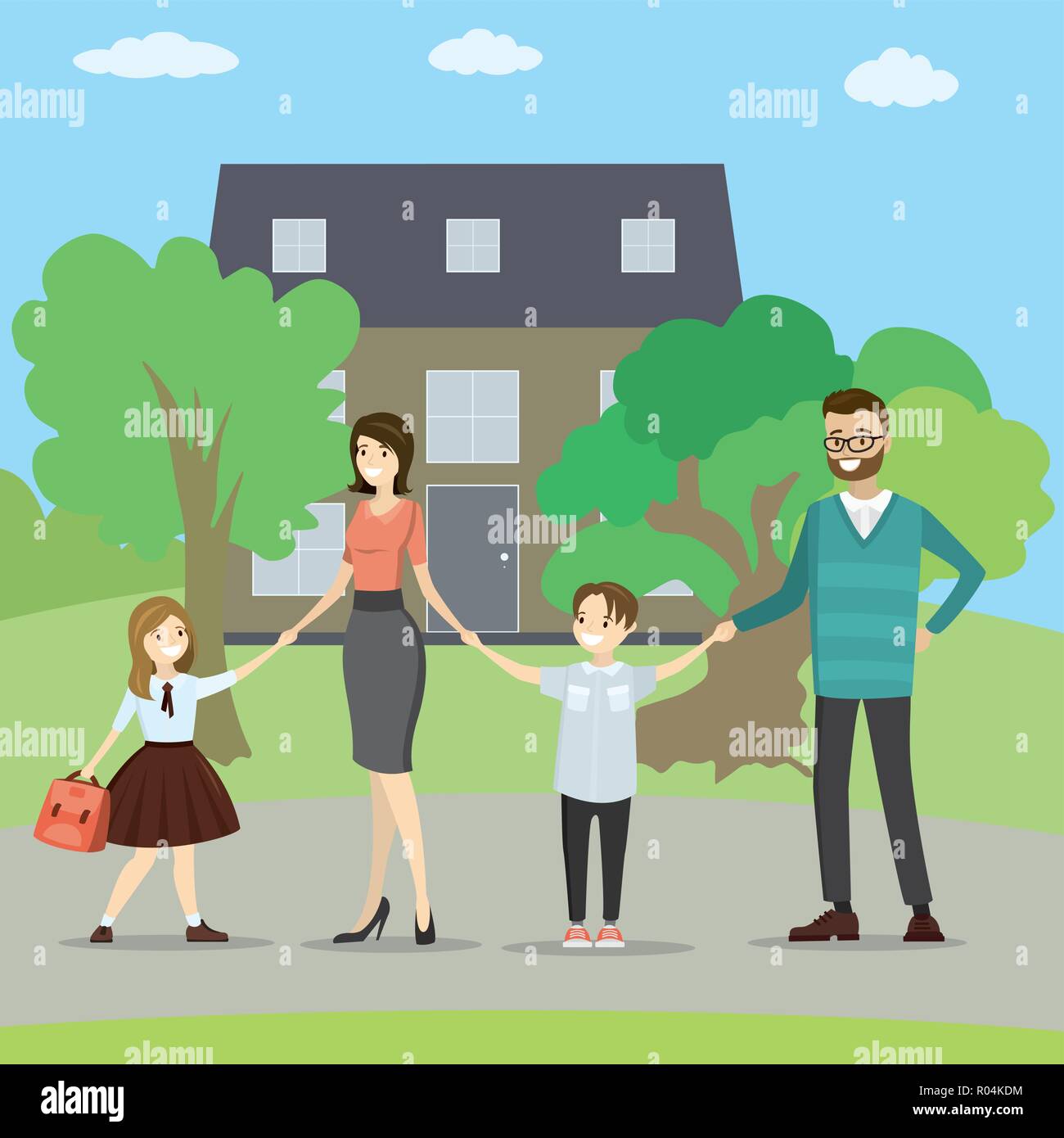 Family group together outdoors Stock Vector Images - Alamy