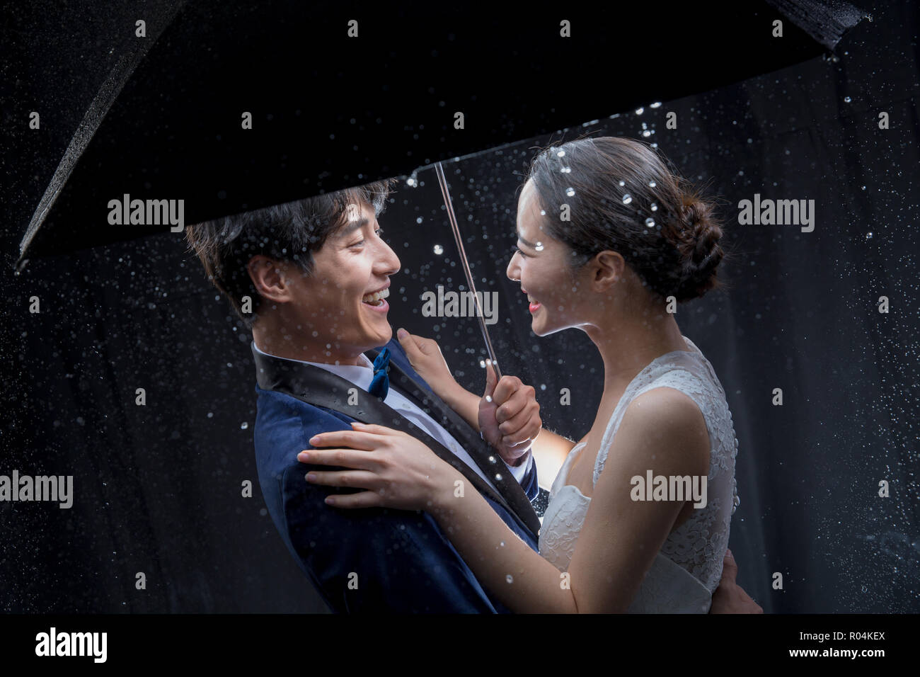 Romance of the bride and groom Stock Photo - Alamy