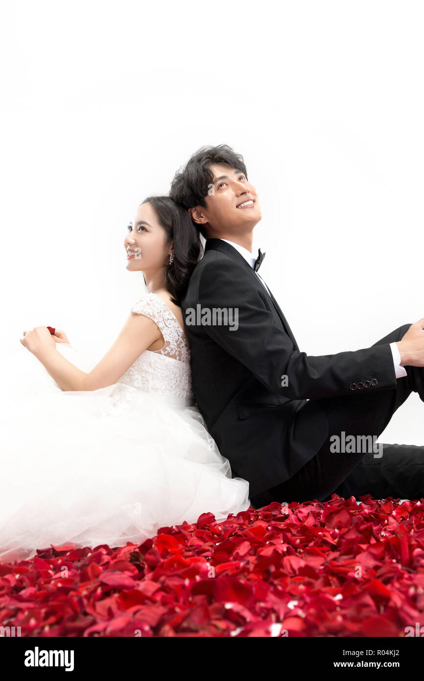 Romance of the bride and groom Stock Photo - Alamy