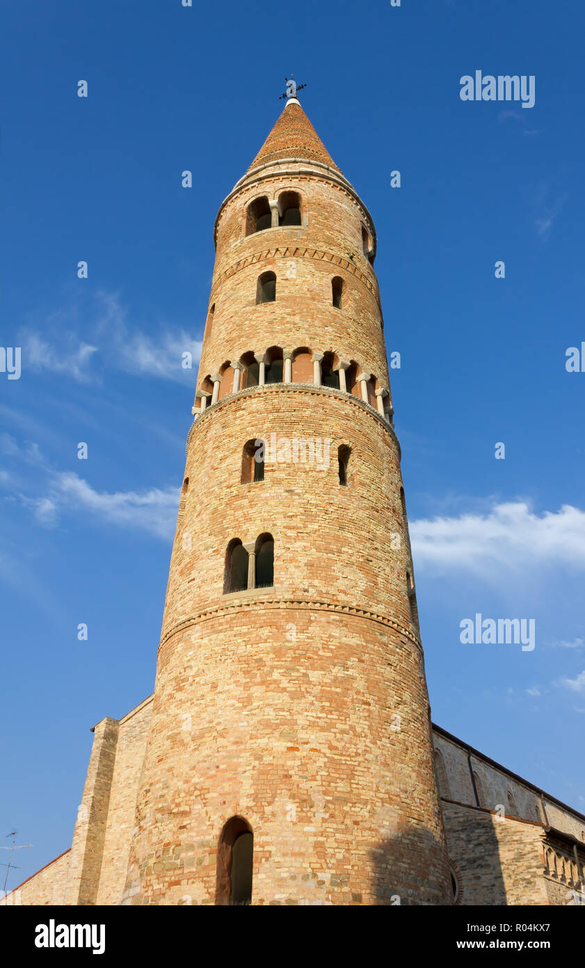 Bell Tower of the romanesque Duomo of Caorle, Italy Stock Photo - Alamy