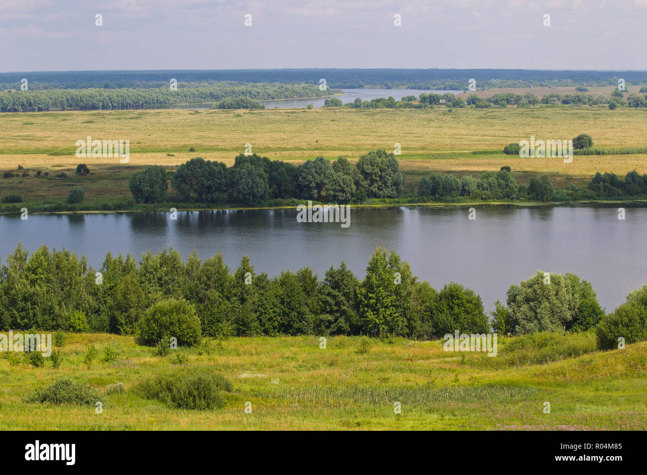 View of the Oka River near the village of Konstantinovo, Ryazan Region ...