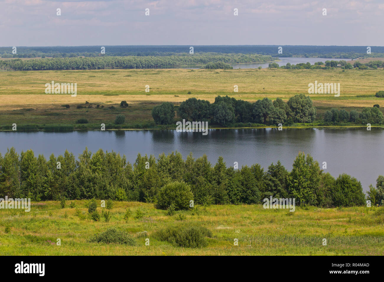 View of the Oka River near the village of Konstantinovo, Ryazan Region ...