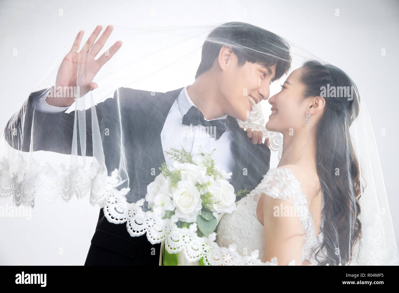 Romance of the bride and groom Stock Photo - Alamy