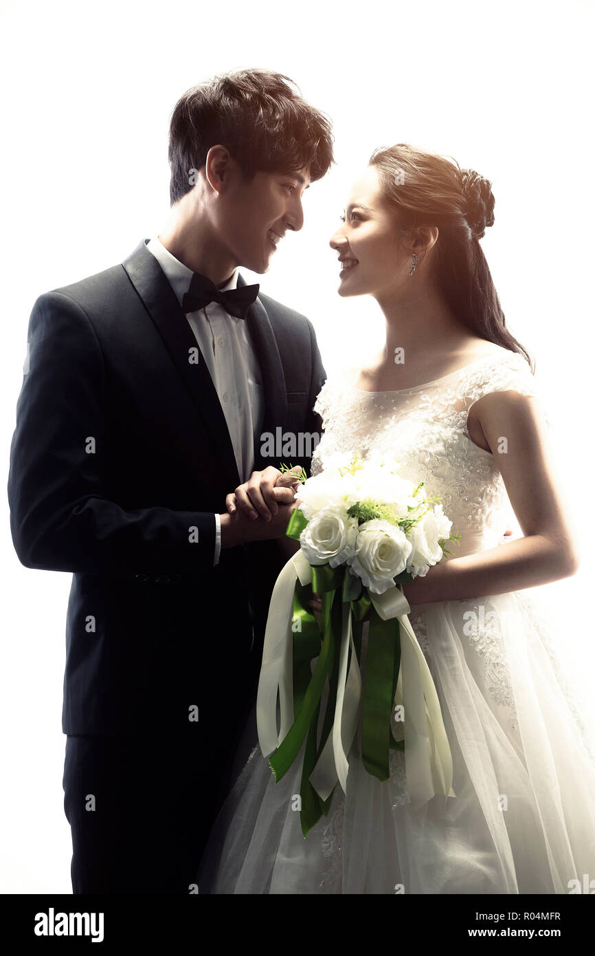 Romance of the bride and groom Stock Photo - Alamy