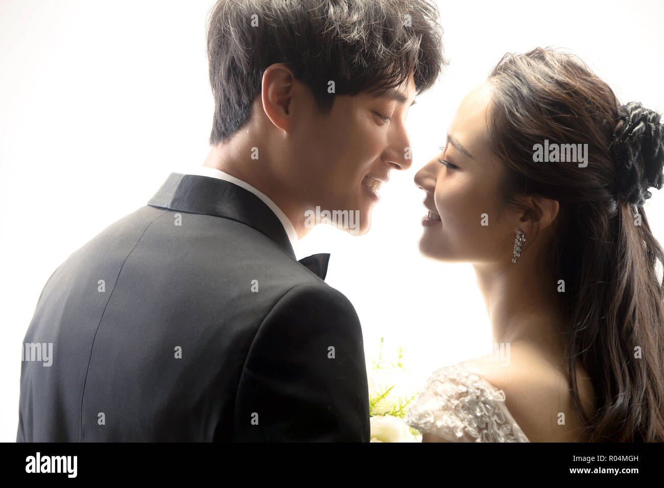 Romance of the bride and groom Stock Photo - Alamy