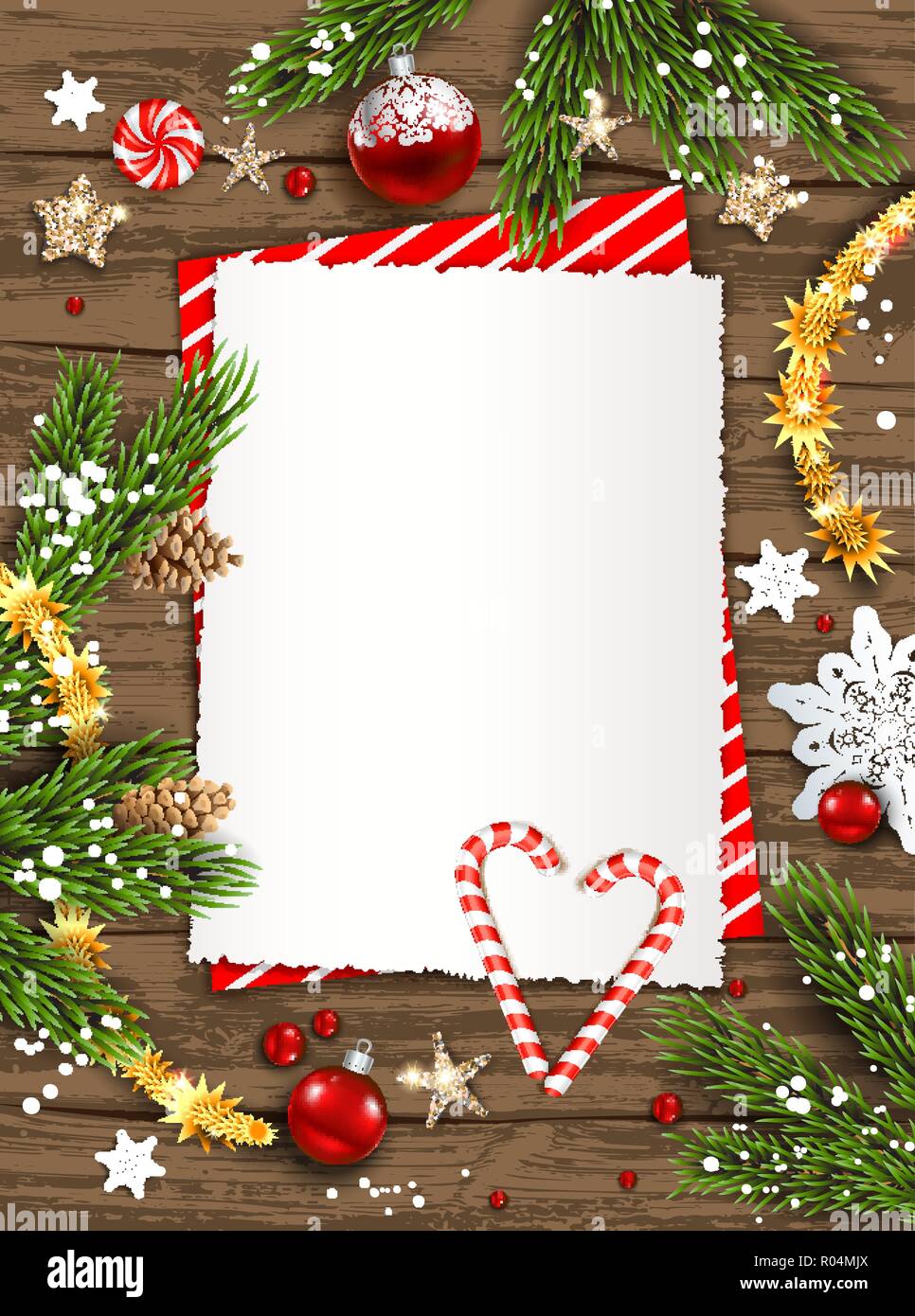 Christmas background fir branches candy Stock Vector Images - Alamy