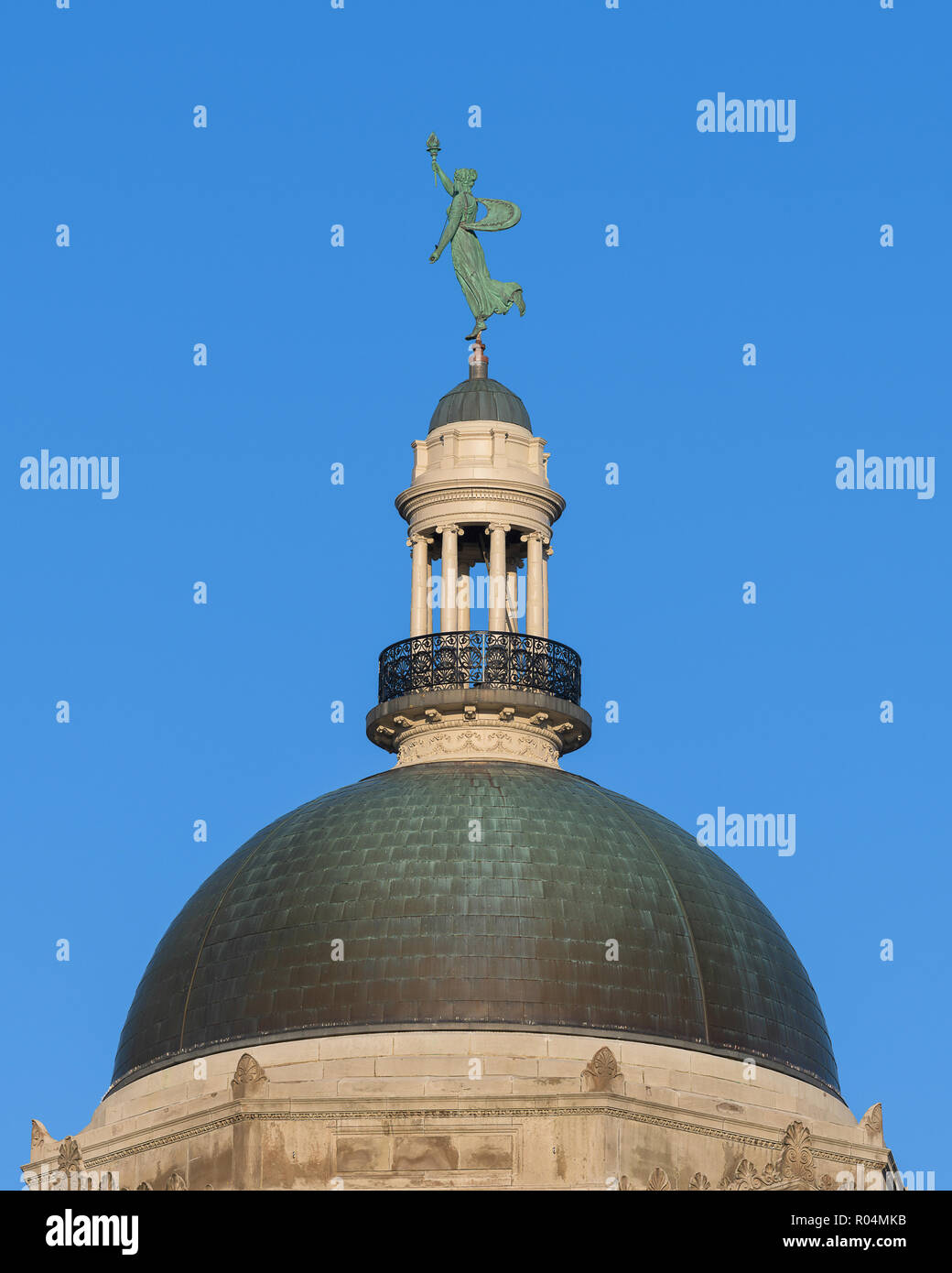 The 14-foot-high wind-vane statue of Lady Liberty atop the Allen County ...