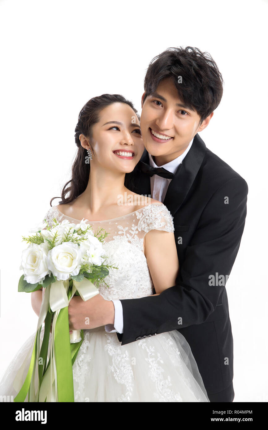 Romance of the bride and groom Stock Photo - Alamy