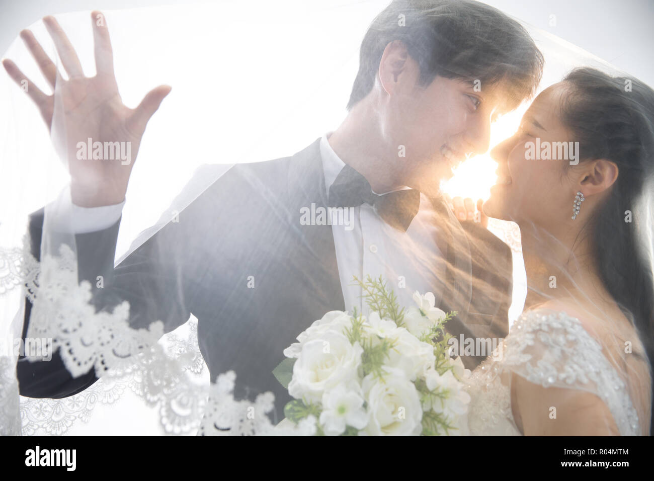 Romance of the bride and groom Stock Photo - Alamy