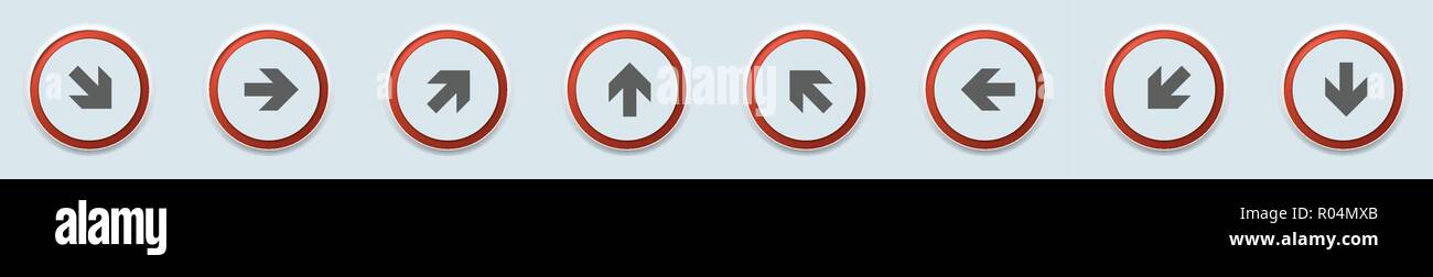 Arrow buttons dirrection set illustration Stock Vector Image & Art - Alamy