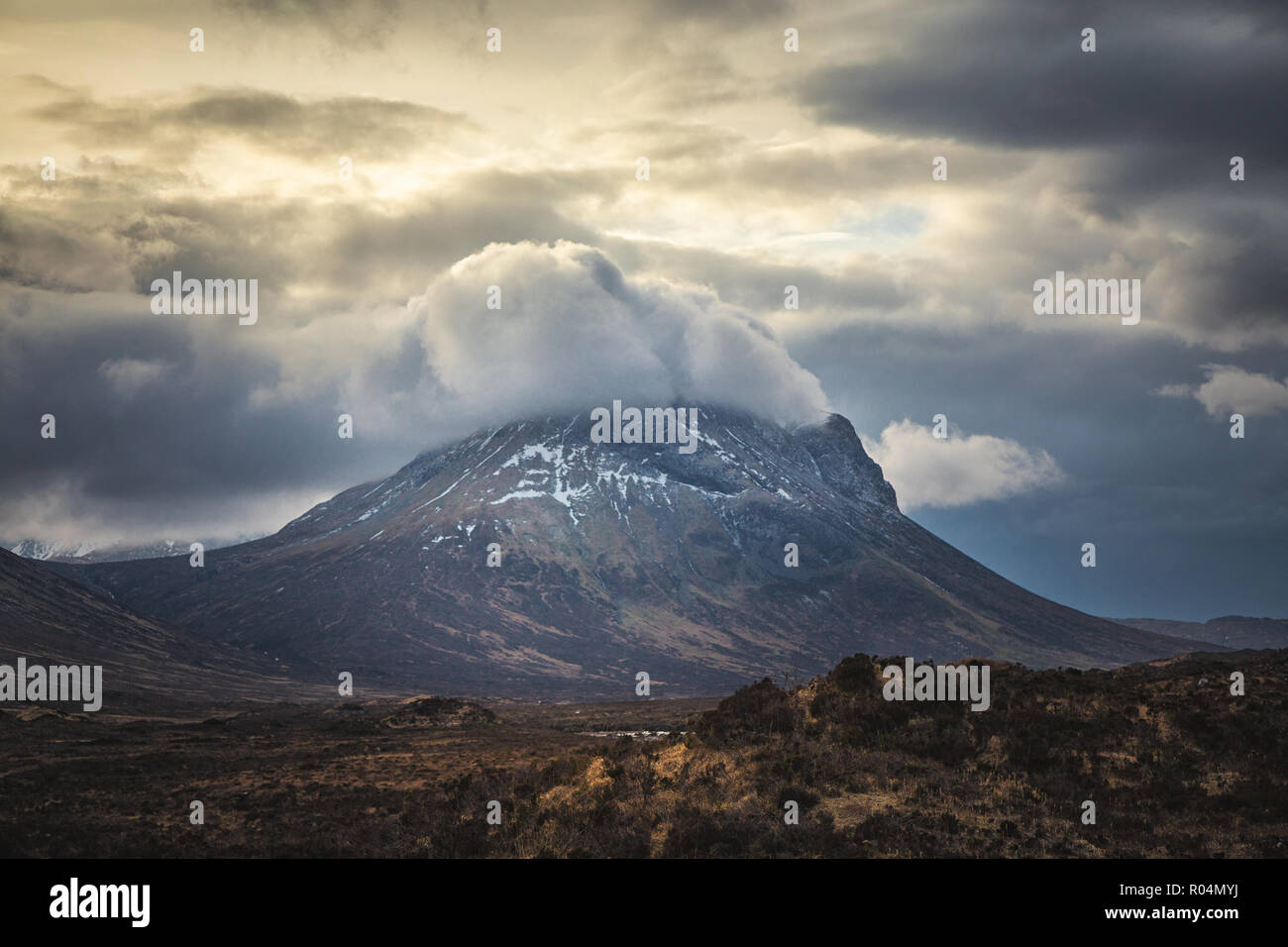 Marsco mountain in morning clouds, Sligachan area, Isle os f Skye ...