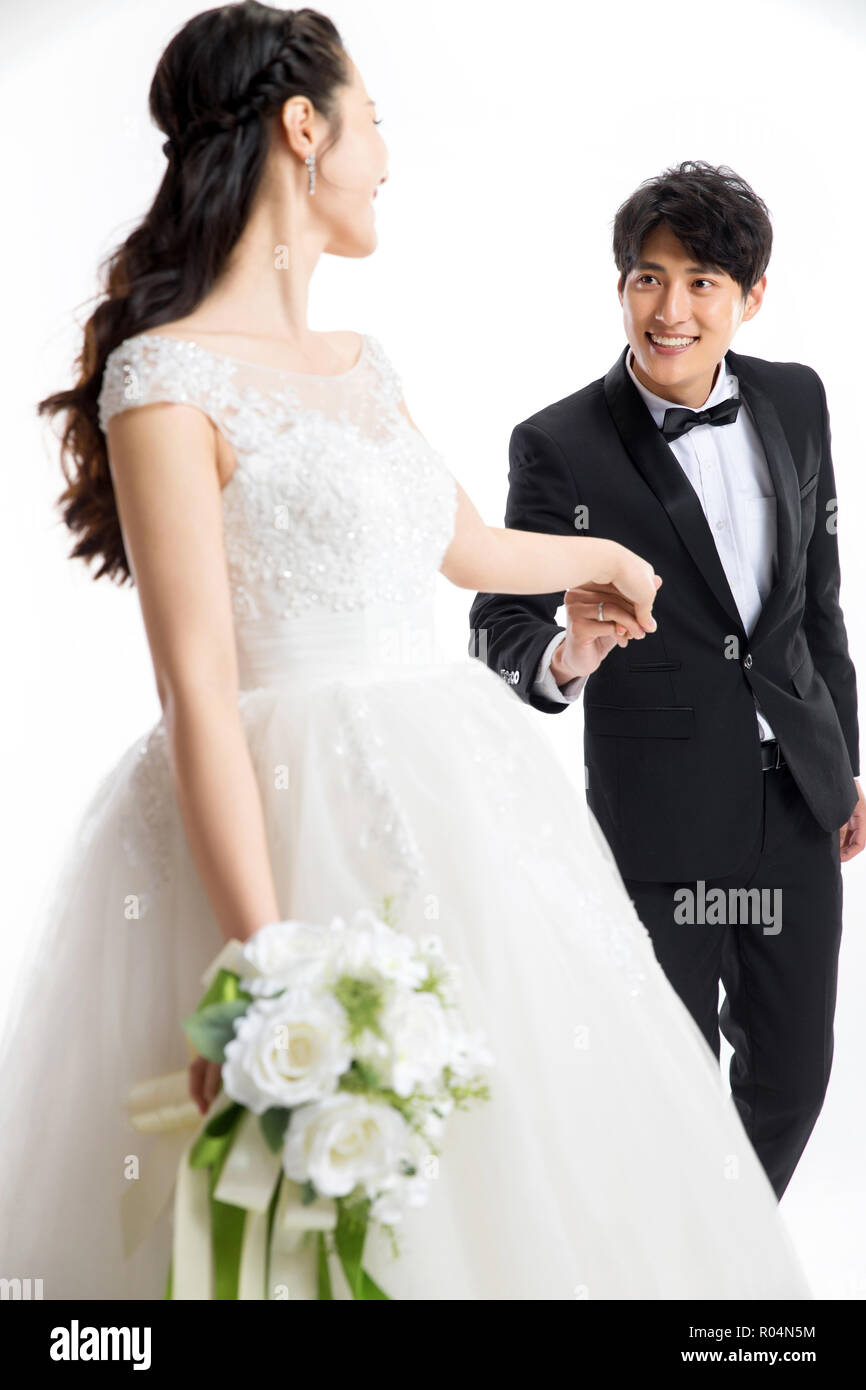 Romance of the bride and groom Stock Photo - Alamy