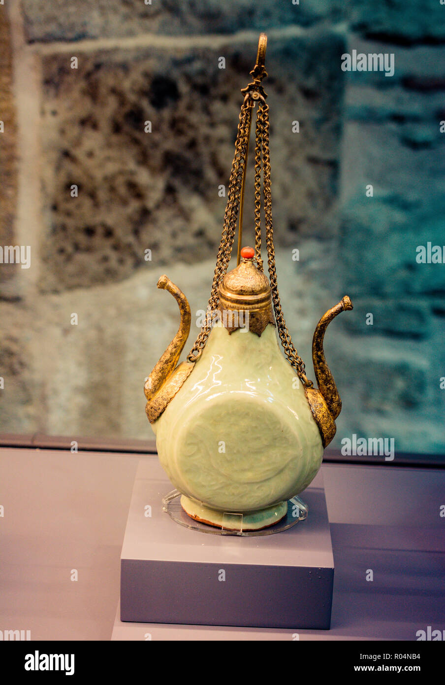 Very old style clay ewer water jar in view Stock Photo - Alamy
