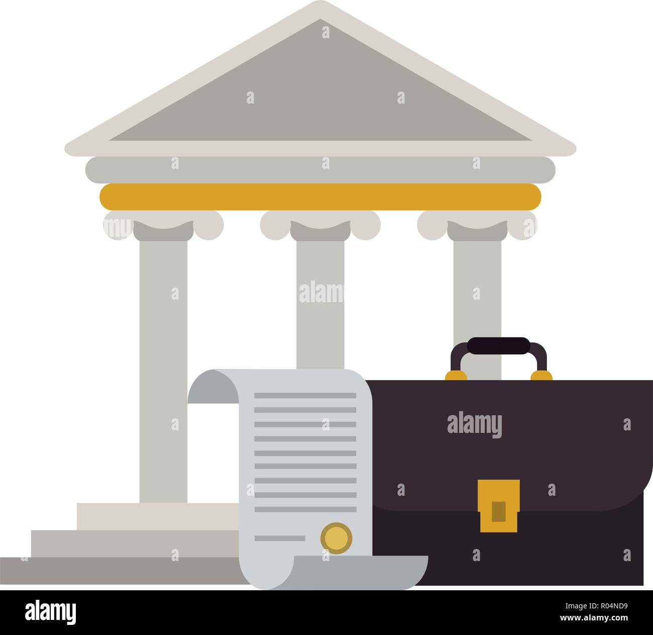 Justice and law building and briefcase and constitution vector ...