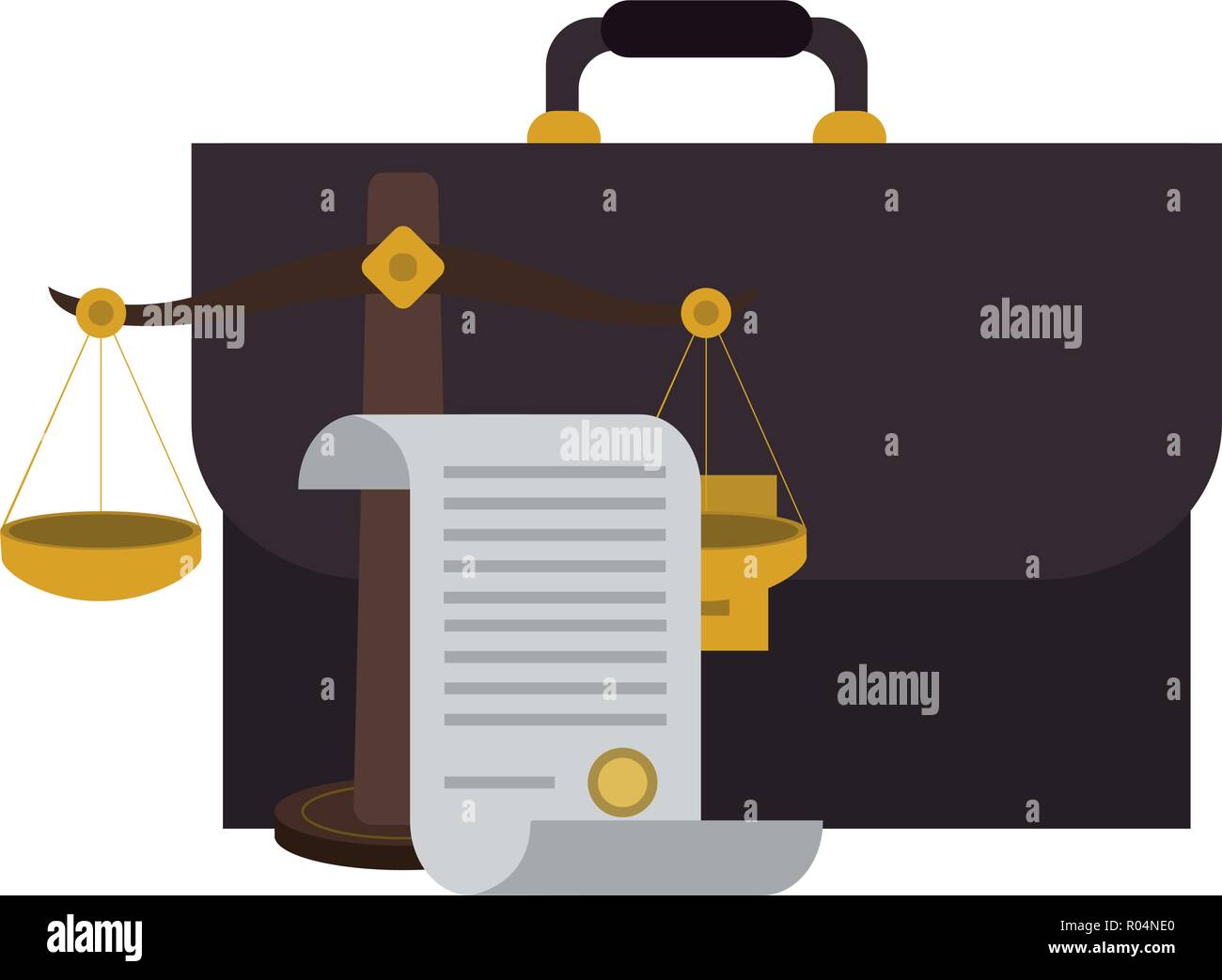 Briefcase with constitution and justice balance vector illustration ...