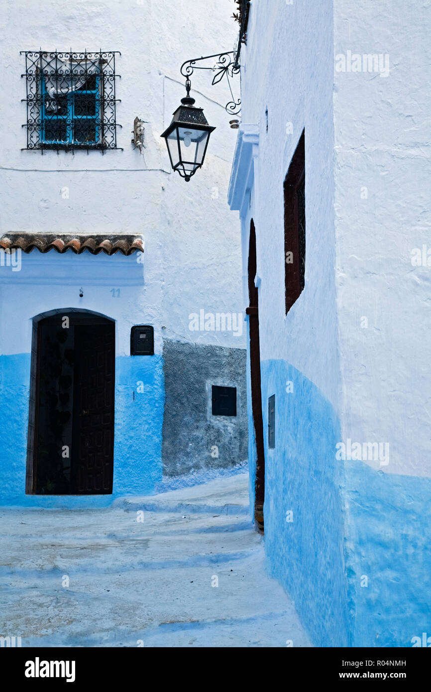Painted blue street and steps, Chefchaouen, Morocco Stock Photo - Alamy