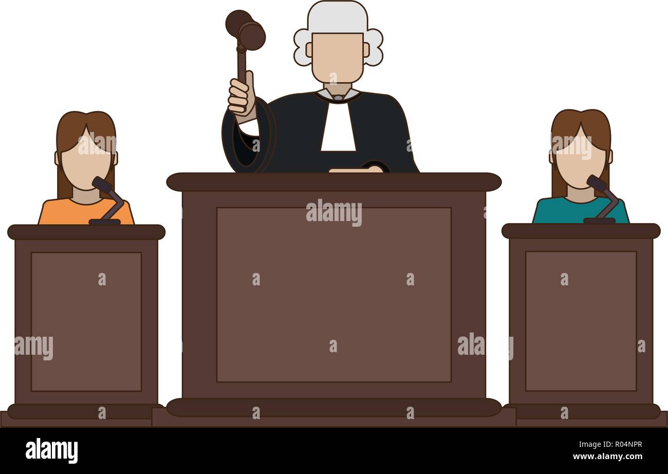 Judge with witness on podium vector illustration graphic design Stock ...