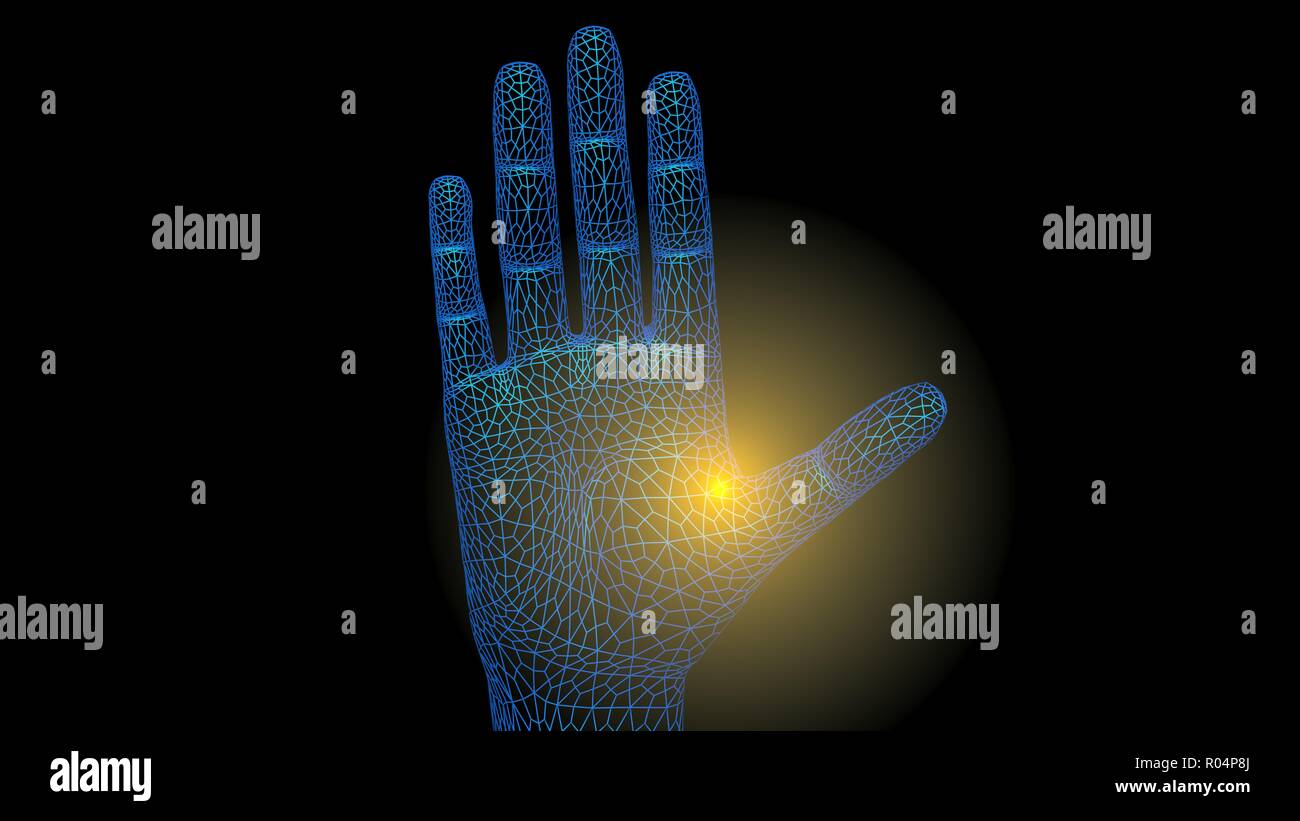 Glowing Implant inside hand . 3d rendering Stock Photo - Alamy