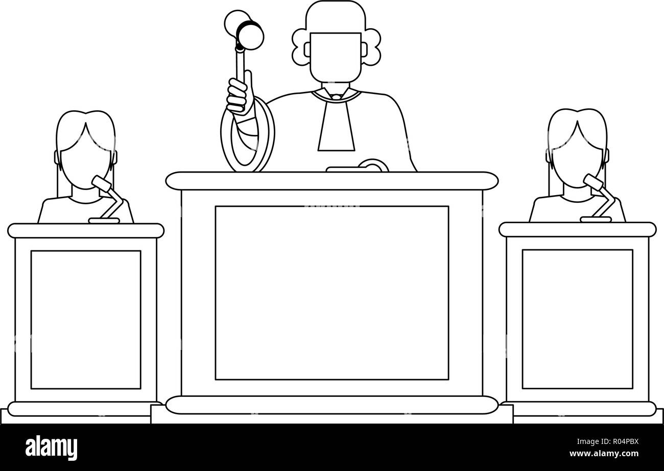 Judge with witness on podium vector illustration graphic design Stock ...
