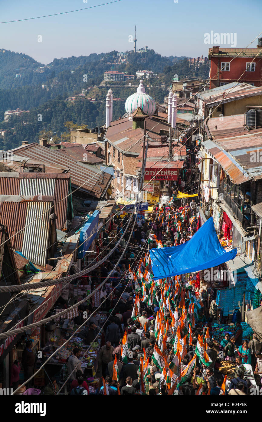Lower Bazaar, The Mall, Shimla (Simla), Himachal Pradesh, India, Asia ...