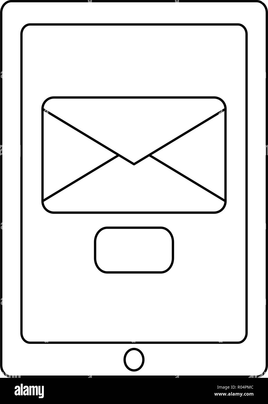 Sending email from tablet vector illustration graphic design Stock ...