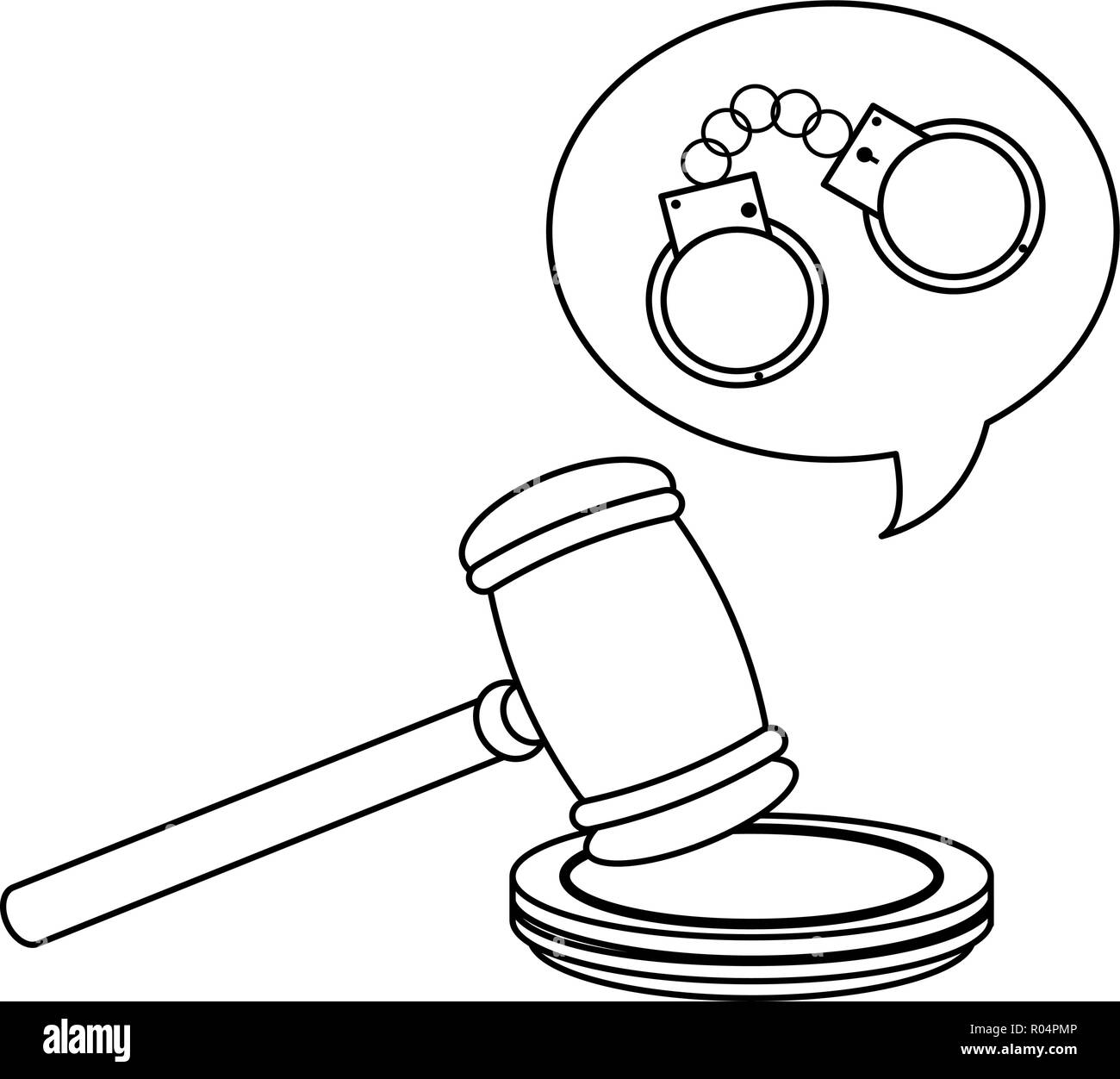 Justice and law gavel and handcuffs vector illustration graphic design ...