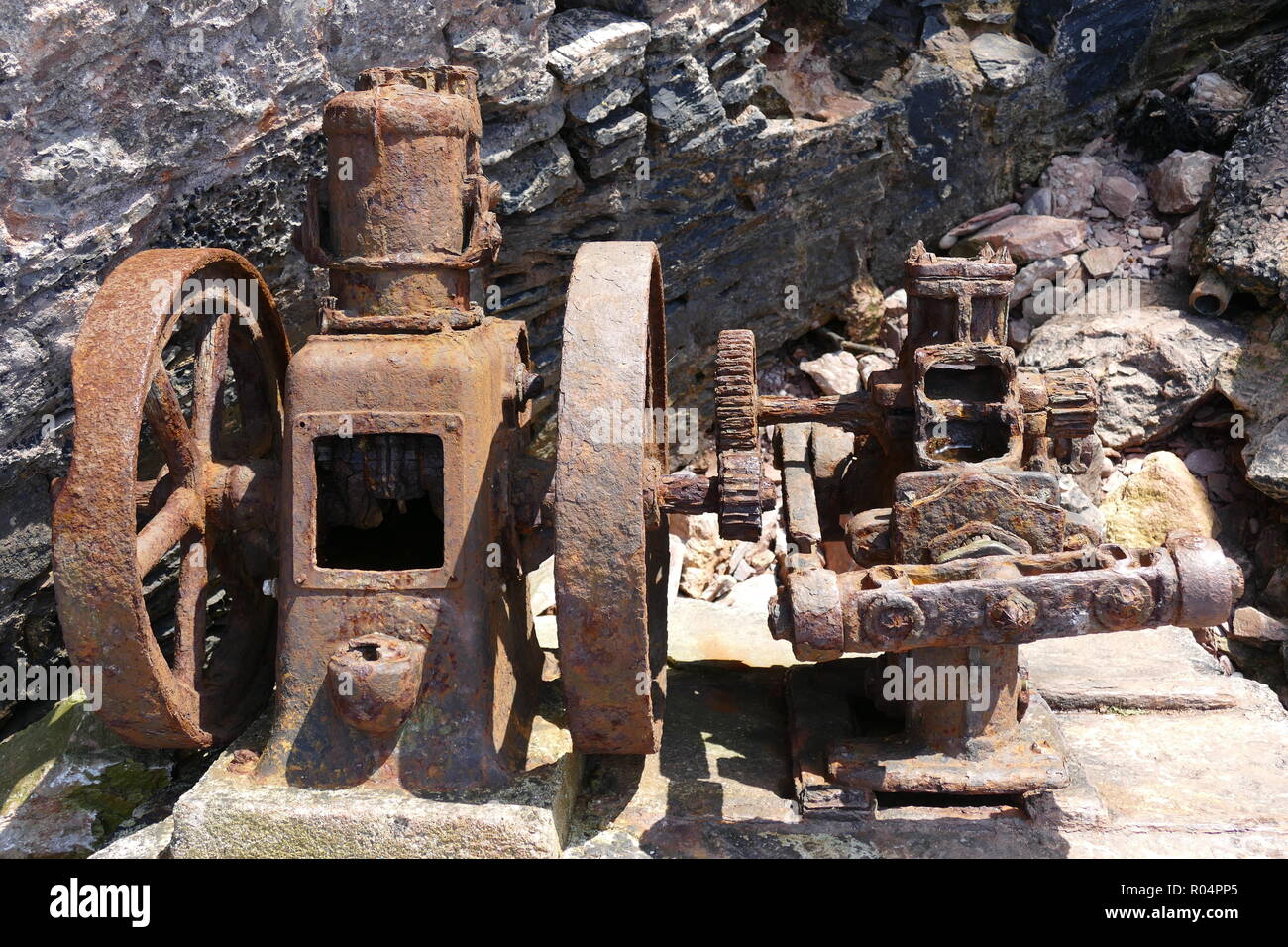 Abandoned machine at Elberry cove Devon U.K Stock Photo - Alamy