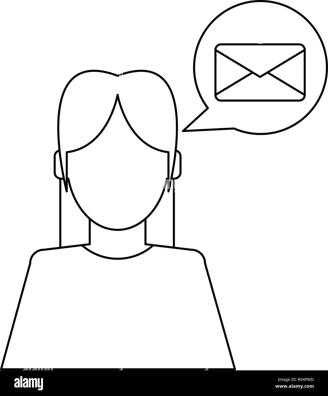 Woman talking about email avatar vector illustration graphic design ...