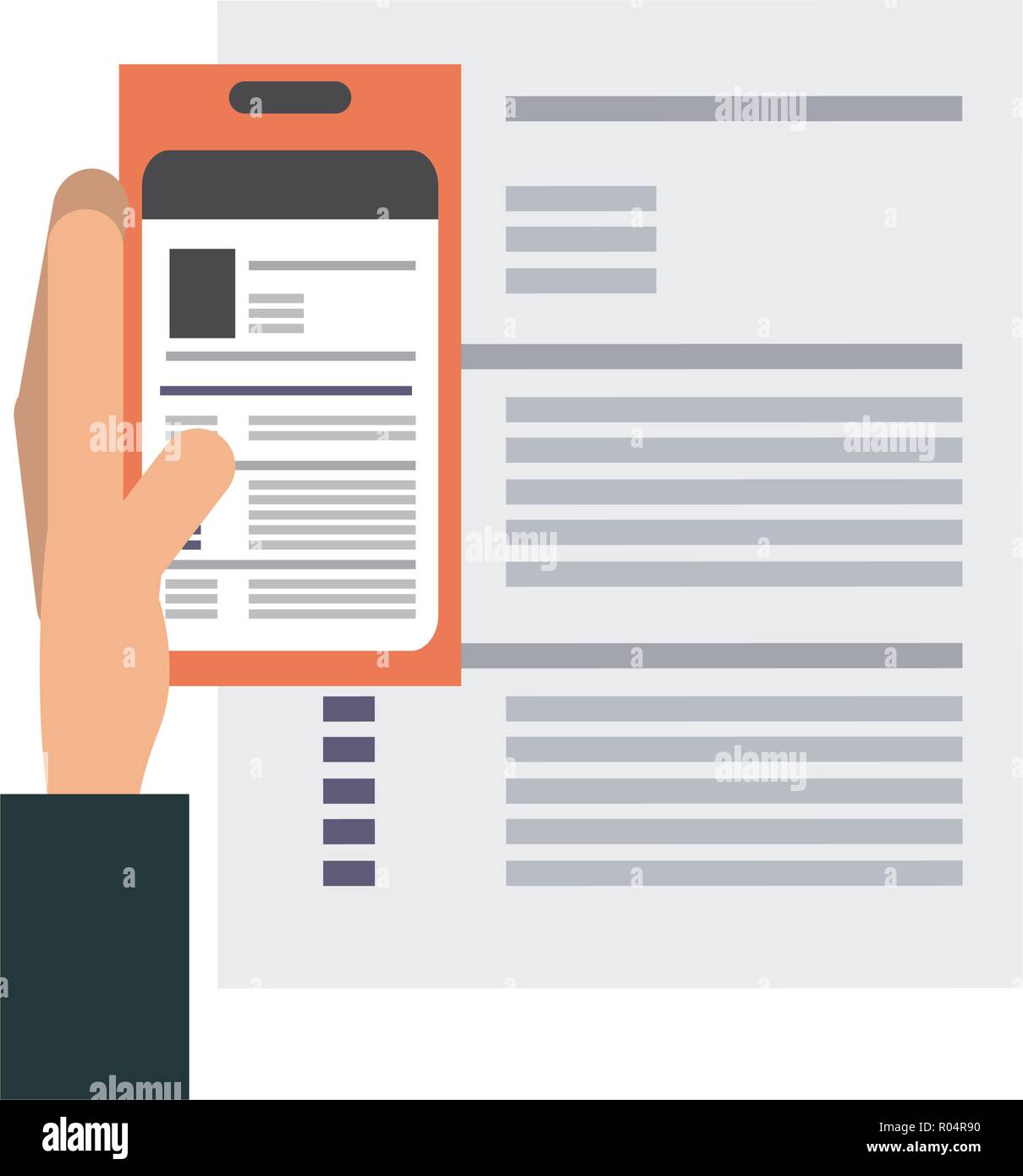 Hand using smartphone for business checking vector illustration graphic ...