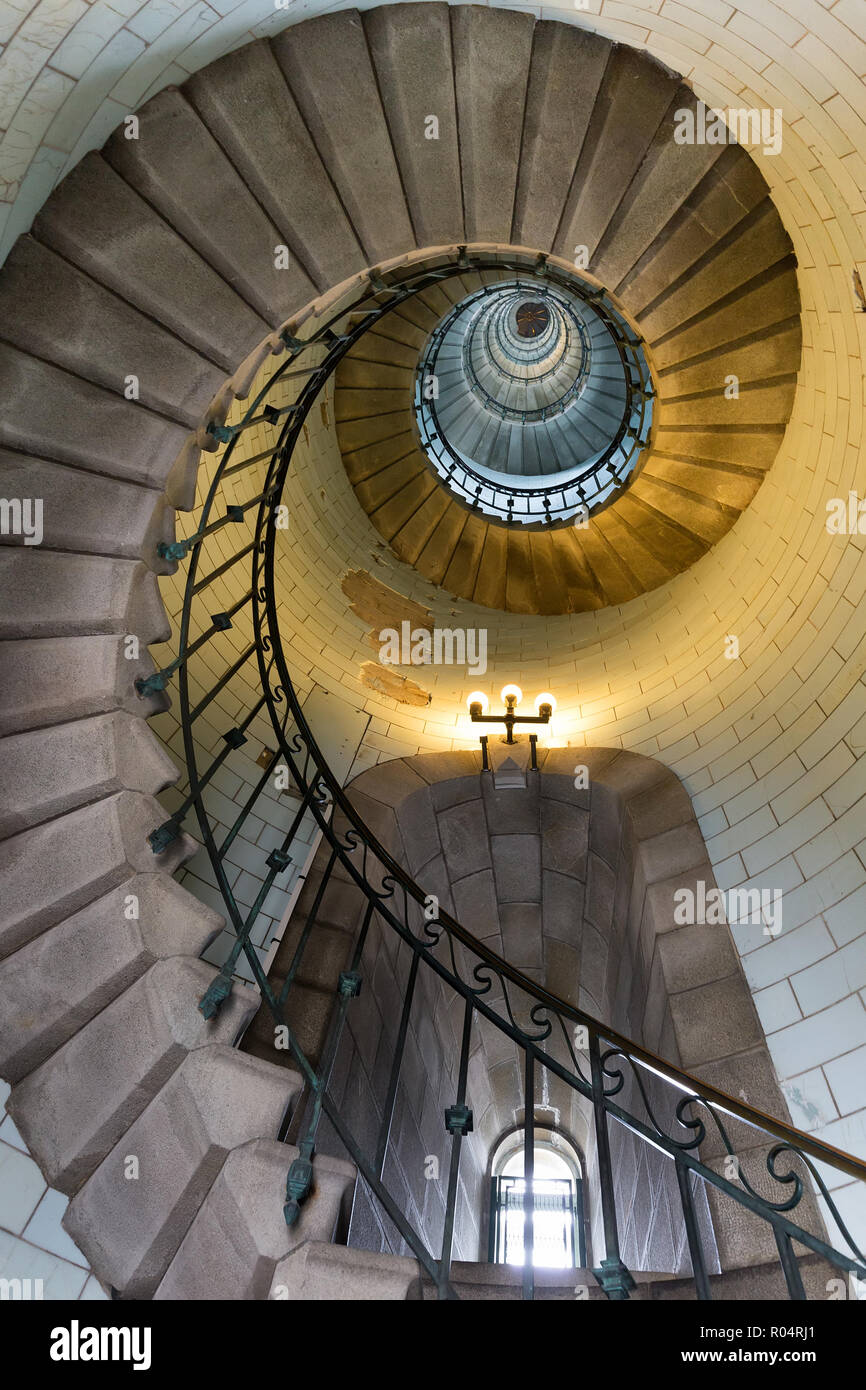 Infinity stairs of the Eckmul lighthouse in Brittany, France Stock ...