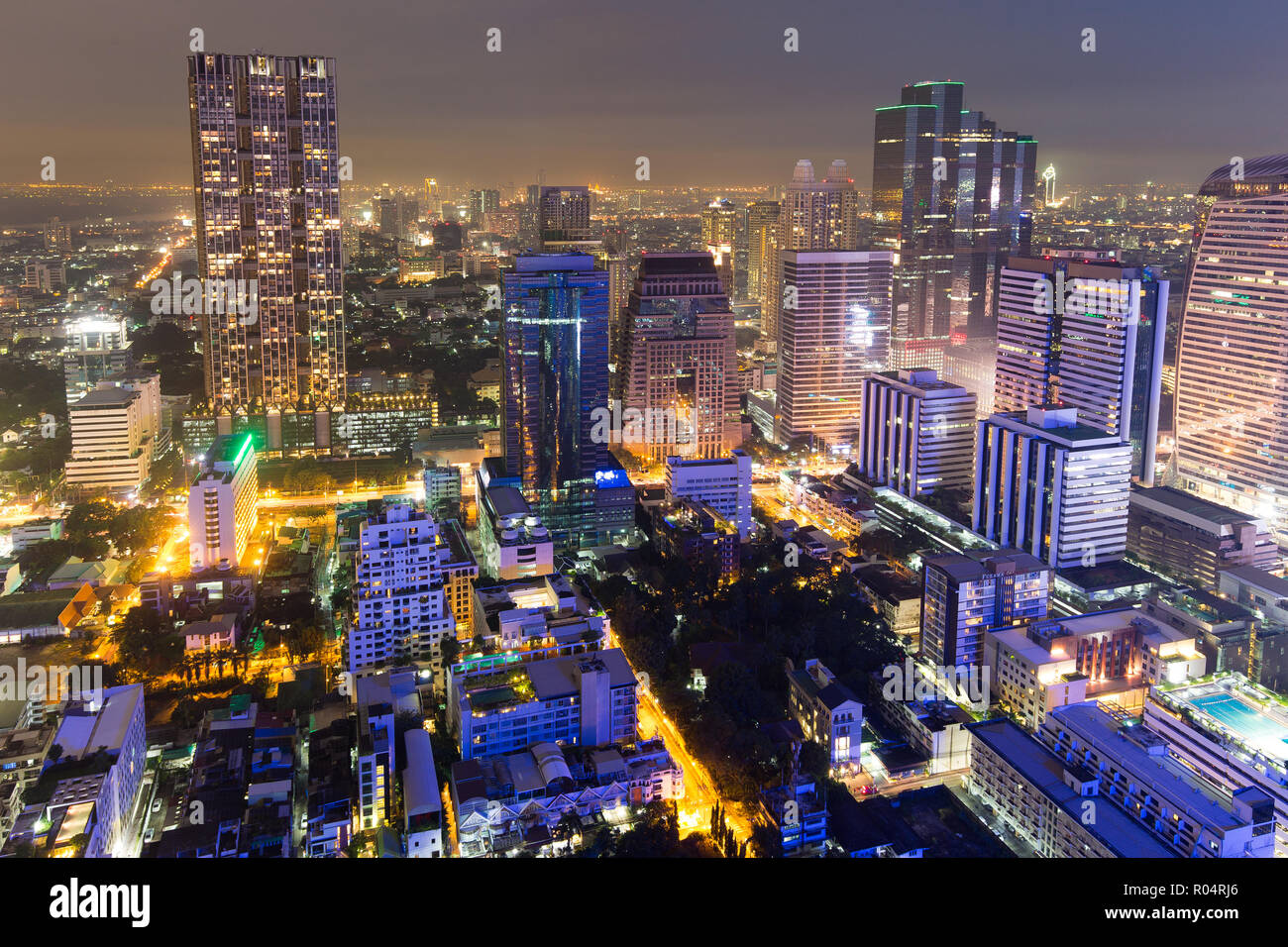 Bangkok modern buildings by night, Thailand Stock Photo - Alamy