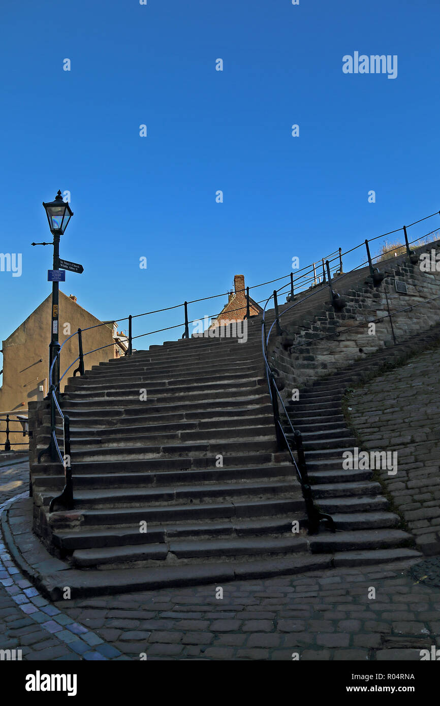 199 Steps, Church Lane, Whitby, North Yorkshire, England, UK leading up ...