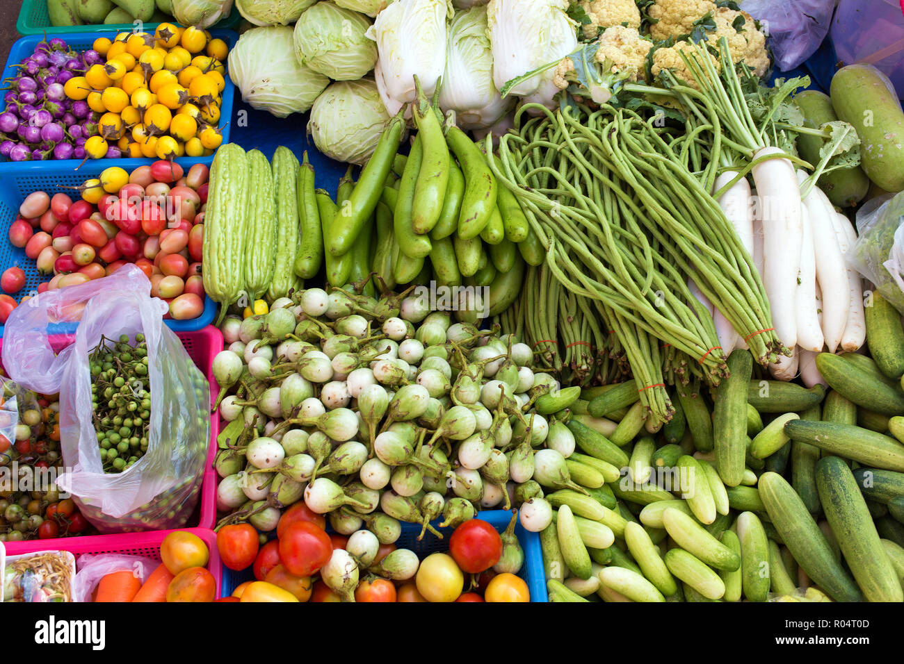 Tropical vegetables in market, Thailand Stock Photo - Alamy