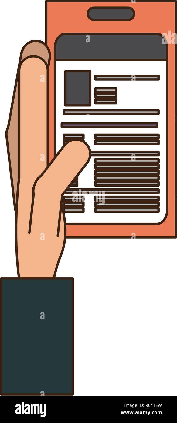 Hand using smartphone for business checking vector illustration graphic ...